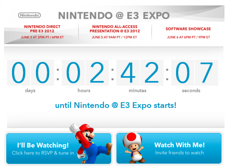 Nintendo Pre-E3 2012 Countdown Screenshot – Game Climate